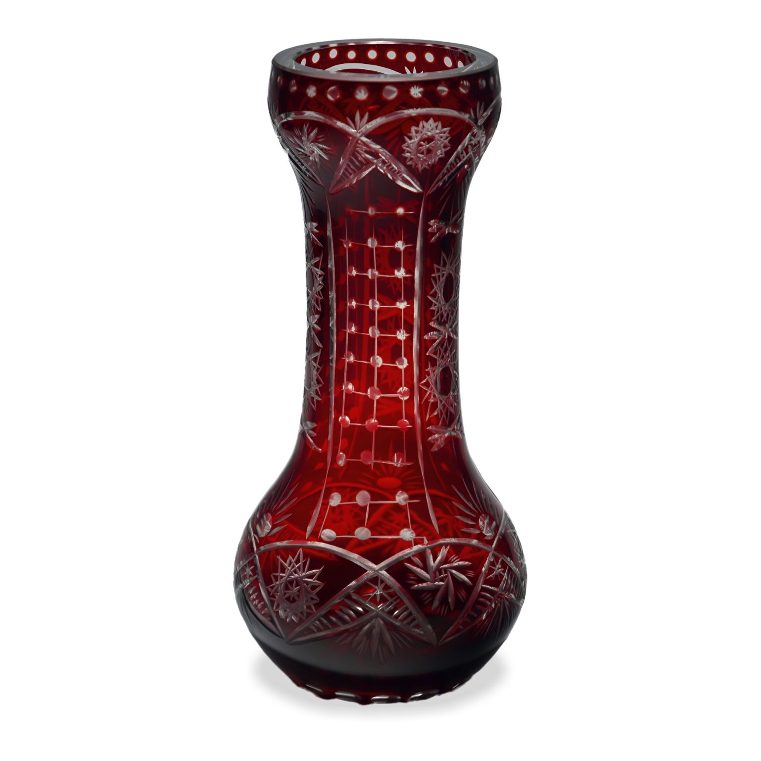 Bohemia Red Lead Crystal Vase, Vintage Hand-Cut Glass, Elegant ...