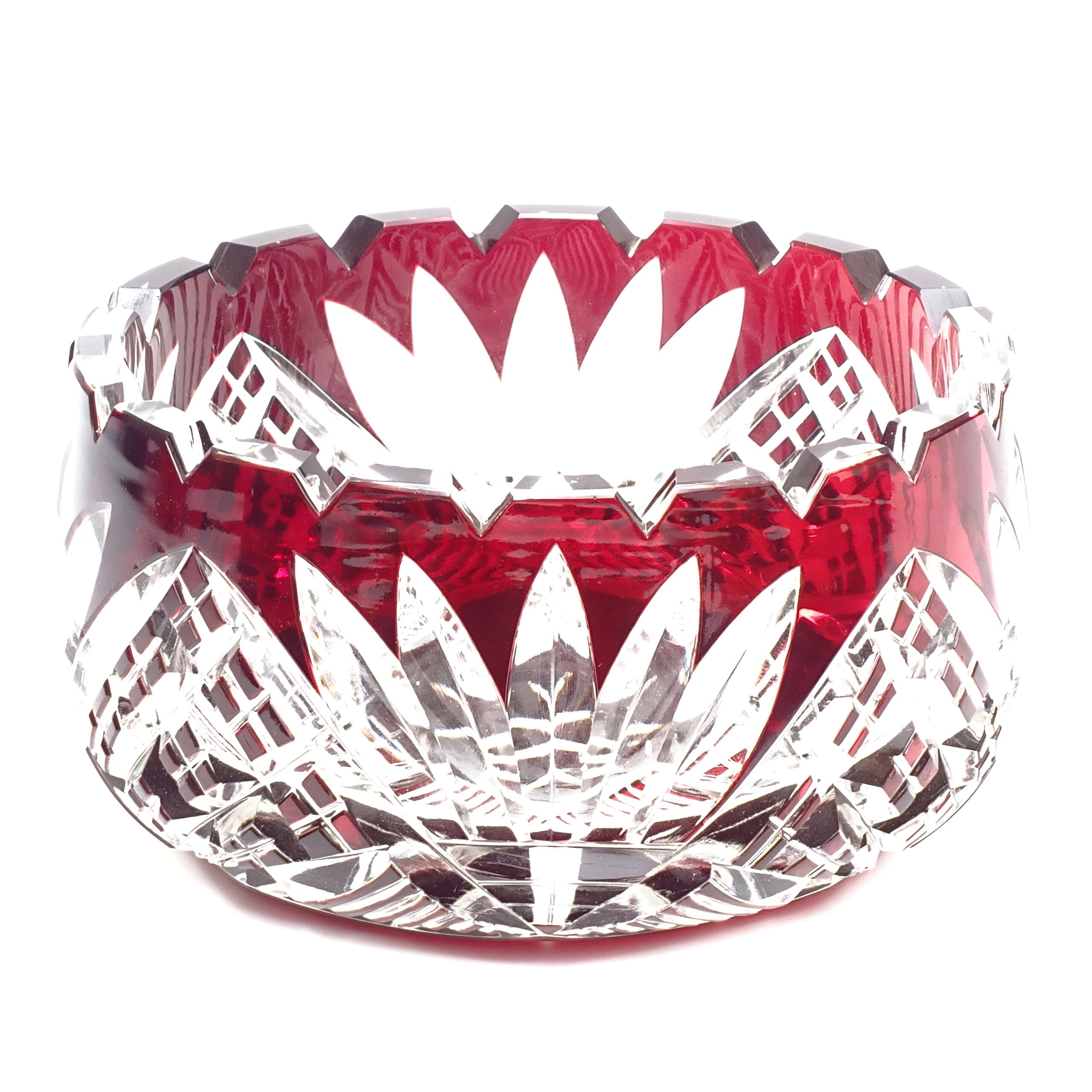 Bohemia Red Crystal Bowl, Hand-Cut Vintage Glass Dish, Elegant ...