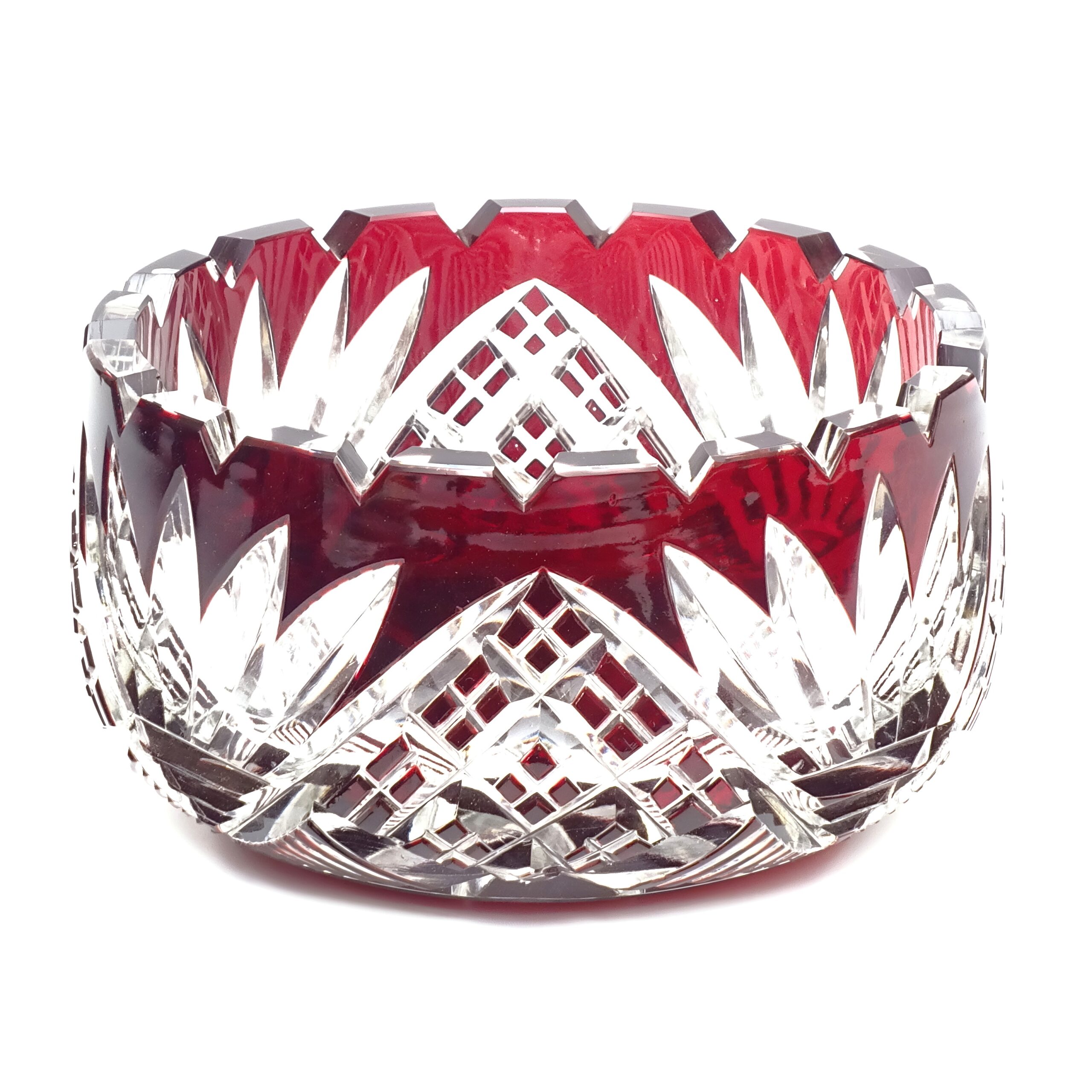 Bohemia Red Crystal Bowl, Hand-Cut Vintage Glass Dish, Elegant ...
