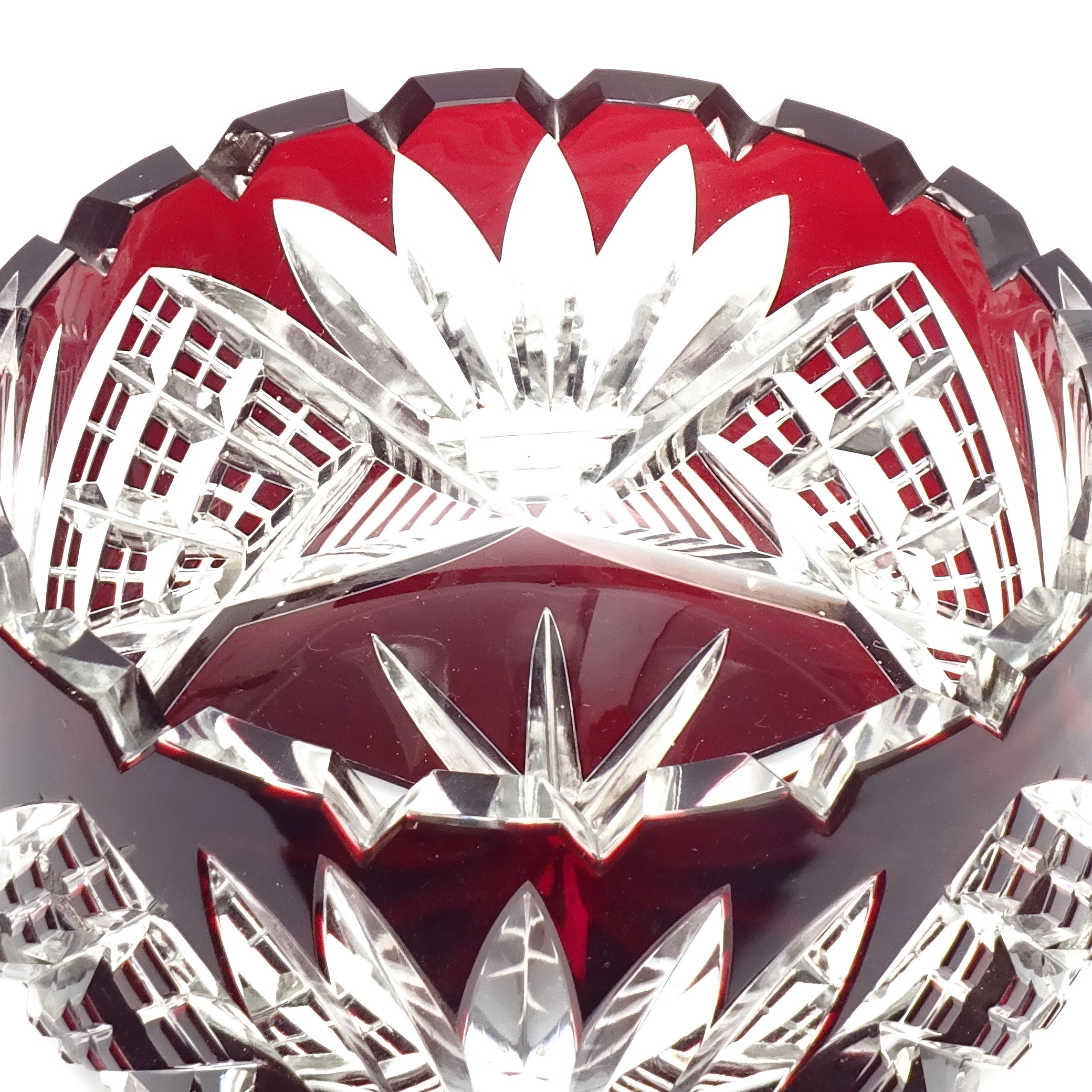 Bohemia Red Crystal Bowl, Hand-Cut Vintage Glass Dish, Elegant ...